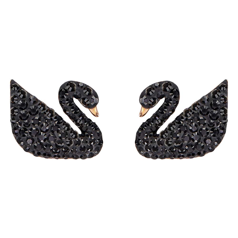 Swarovski Iconic Swan İğneli Küpe Gömlekleri, Siyah, Pembe altın rengi ...