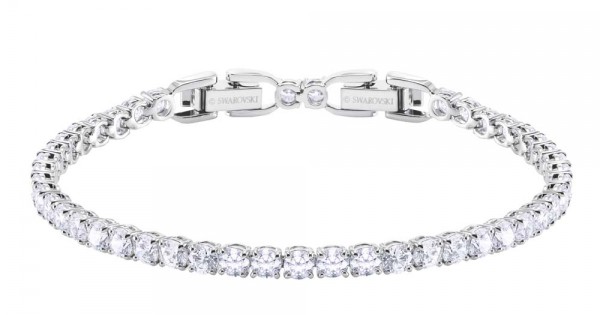 Swarovski Tennis Deluxe Bileklik, Beyaz, Rodyum kaplama - 5409771