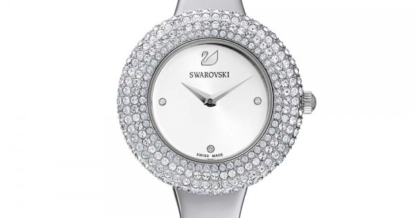 Swarovski Crystal Rose Saat, Metal bileklik, Gümüş Rengi, Paslanmaz ...