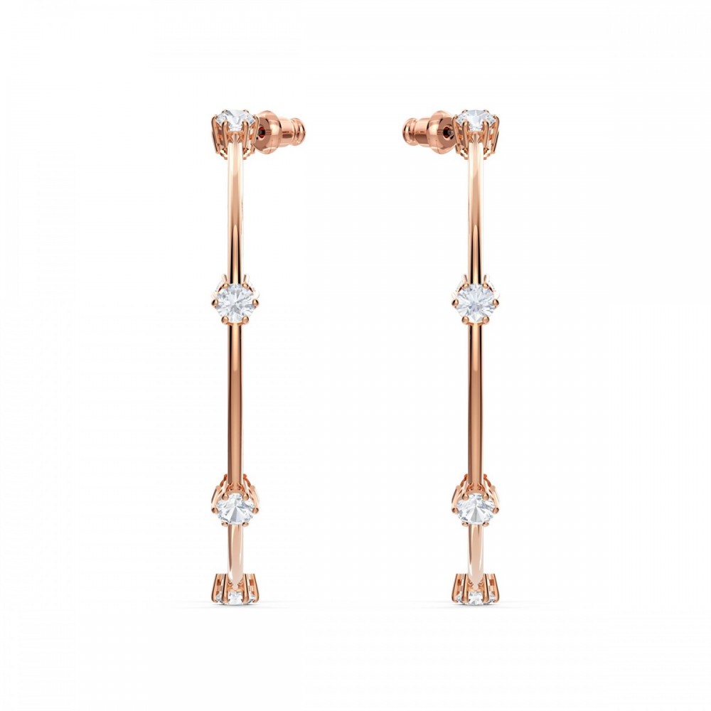 Swarovski Constella halka küpeler, Beyaz, Pembe altın rengi kaplama ...
